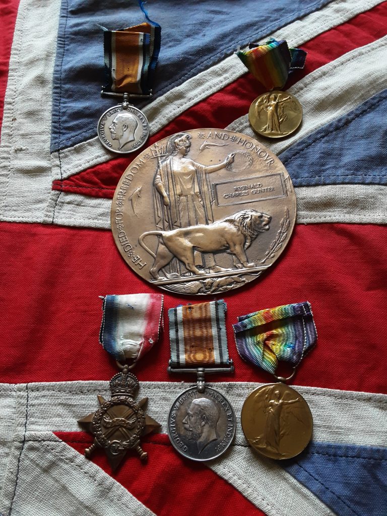 WWI Family group. Trio & Plaque Reginald Charles Gunter RFA & Pair ...