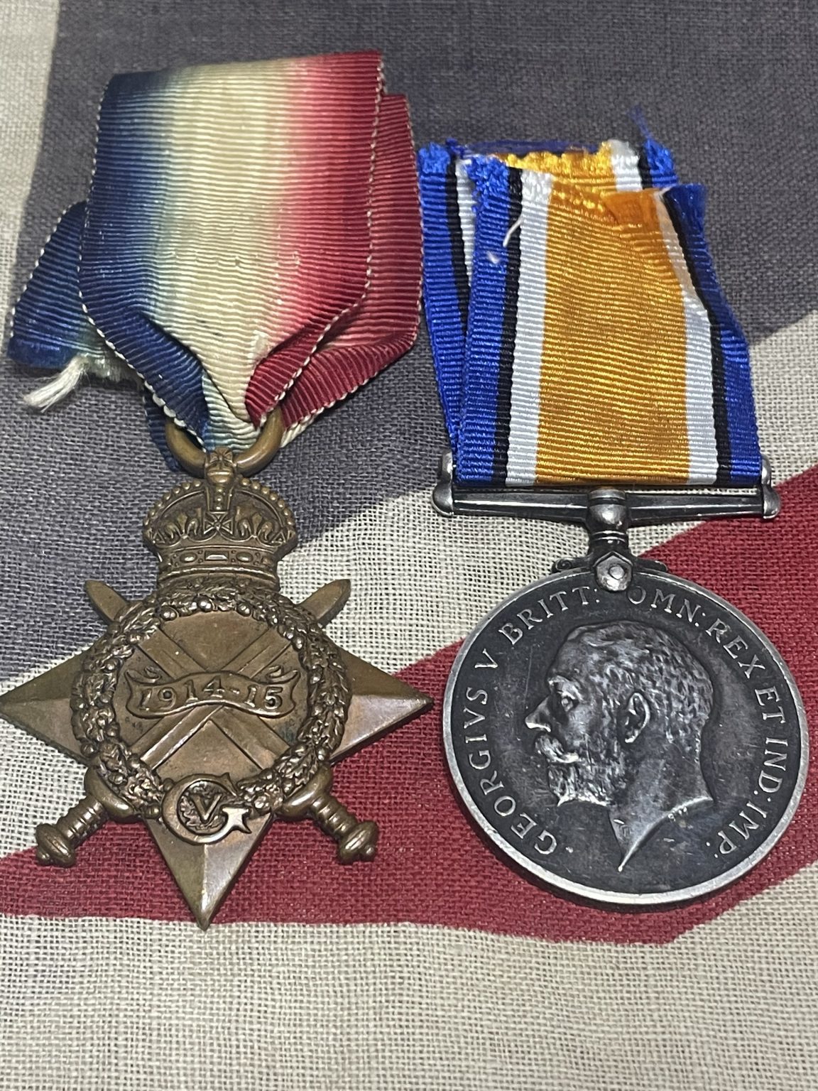 WWI 1915 Star and BWM. Downward. North Staffordshire Regiment. Served ...