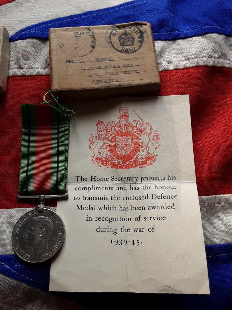 WWII Boxed Defence Medal. George James Worton. Wednesfield ...