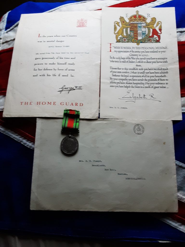 WWII Home Guard certificate & Defence Medal with wifes Evacuation Help ...